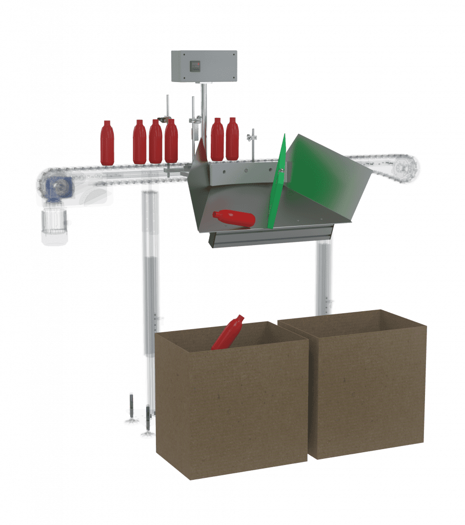 Box loading unit DSB010 - Tumble packing empty bottles into boxes